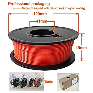 Maths PLA+ 3D Printer Filament 1.75mm (±0.02 mm), 250g/Spool×4, Independent vacuum package. 4 Colors Pack for 3D Printer & 3D Pen---Orange, Green,Black, White.