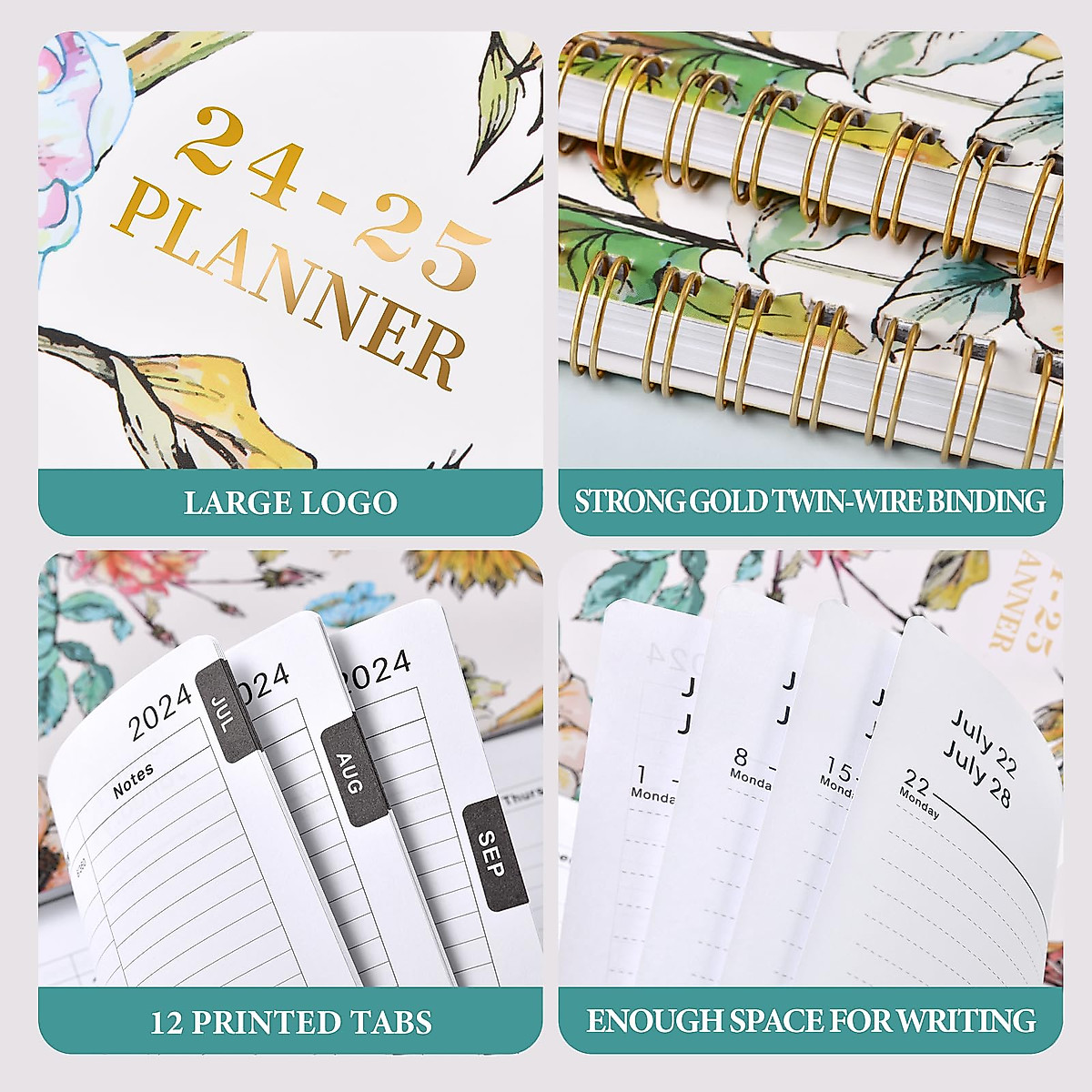 2024-2025 Planner - Academic Planner 2024-2025, Jul.2024 - Jun.2025, 8" x 10", 2024-2025 Planner Weekly & Monthly Thick Paper, Perfect Daily Organizer - Art Floral