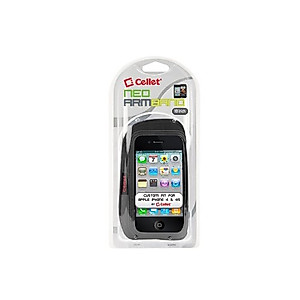 Armband for Apple iPhone 5 5s 4 4S (10 inches long band) -Neoprene-Lightweight-Washable- by Cellet – Black - Retail Packaging