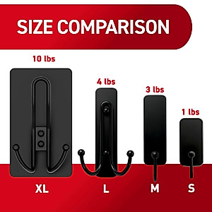 Command X-Large Matte Black Triple Hook, 1 Hook, 3 Strips, Damage Free Hanging Wall Hooks with Adhesive Strips, No Tools Wall Hooks for Hanging Decorations in Living Spaces