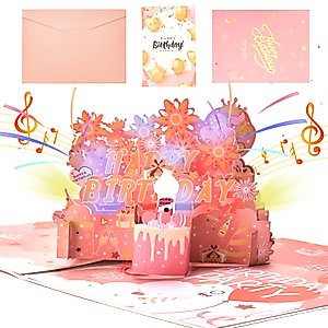 Birthday Cards for Women Upgraded Version With 30-Second Recording Function,Pop-up can blow LED candles and Happy Birthday song,The Birthday Christmas Gifts for Sisters,Mothers,Wives and Grandmothers