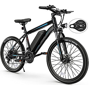 TotGuard Electric Bike for Adults, 26'' Ebike with Peak 500W Motor, Up to 50 Miles Electric Mountain Bike with Lockable Suspension Fork, Eletric Bicycle with 36V 374Wh Battery, 21 Speed, LCD Display