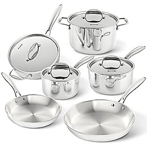 Duxtop Whole-Clad Tri-Ply Stainless Steel Induction Cookware Set, 10PC Kitchen Pots and Pans Set