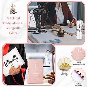 Domensi 6 Pcs Funny Allegedly Lawyer Gifts Judge Gift Lawyer Appreciation Day Gift 20 oz Marble Sign Tumbler Makeup Bag Notepad Ballpoints for Law Paralegal School College Teacher(Pink)