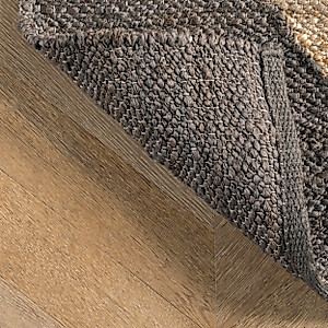 nuLOOM Pandora Diamond Jute Area Rug - 3x5 Jute Accent Rug Global Inspired Black/Ivory Rugs for Dining Room Rug Neutral Rug Living Room Rug Entryway Kitchen