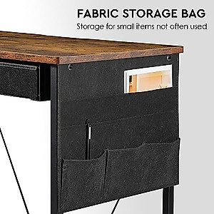 Maihail Small Computer Desk, 31.5" Small Desk with Drawer, Small Desks for Home Office Small Space, Small Desk with 2 Drawers, Wood Desk with Storage Bag, Metal Frame for PC Laptop, Rustic Brown