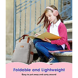 KONNAO Kids Headphones Wireless 60H, Foldable On Ear Headphone with MIC, Volume Limiter 85dB/94dB Wireless & Wired Headphones, Over-Ear Headphone for Kid Adult School Online Class Travel, Pink