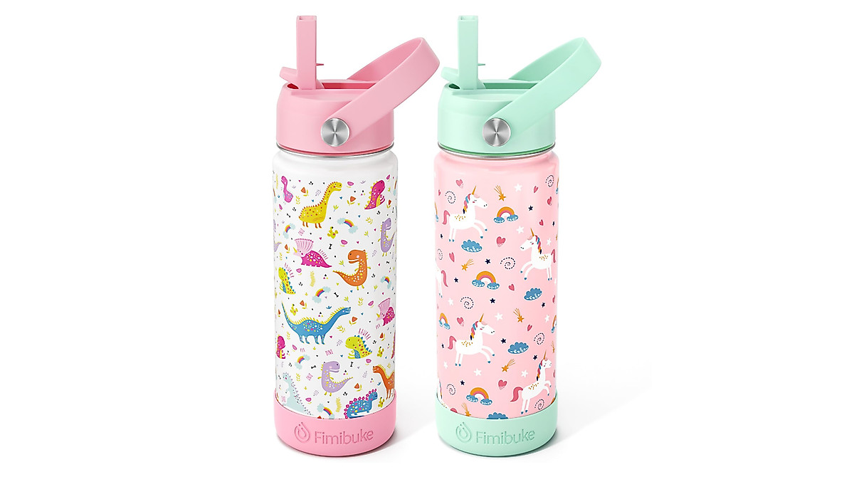 Fimibuke Kids Insulated Water Bottle 18oz - Durable Stainless Steel ...