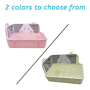 kathson Guinea Pig Litter Box,Bunny Potty Training,Plastic Square Small Animal Toilet,for Hamster Chinchilla Ferret Hedgehog Gerbil (Pink)