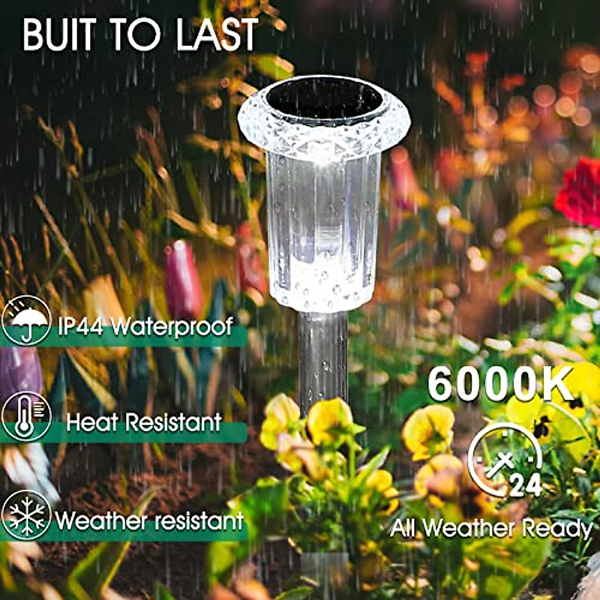 Eyrosa Solar Outdoor Lights, 10 Pack Solar Pathway Lights Outdoor Waterproof, Stainless Steel Solar Stake Lights for Garden Yard Path Walkway Driveway Lawn Decor - Cool White
