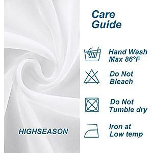 HIGHSEASON White Sheer Curtains 102 inches Long,Solid Rod Pocket Top Draperies for Living Room/Bedroom(White,Set of 2,52 x 102 Inch Length)