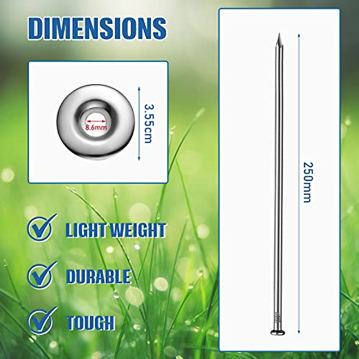 Hotop 8 Sets Patio Rug Stakes Outdoor Furniture Stakes RV Patio Mats Stakes RV Garden Furniture Stakes Outdoor Mats Rugs Holder for Camp Rug Outside Mat Carpet Tent (6 Inches)