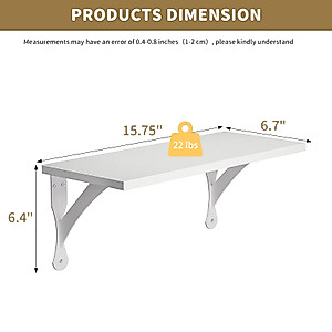 Leadpro Wood Floating Shelves Set of 3, Wide Display Shelf Wall Mounted with Brackets, Easy Hanging Floating Shelves for Bedroom, Kitchen, Living Room, Bathroom (White)