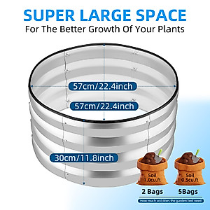 ZXZYHFTY Round Galvanized Raised Garden Bed kit,Silver Outdoor Garden Raised Planter Box, Round Large Metal Raised Garden Beds for Vegetable 2 * 2 * 1ft (1pack)
