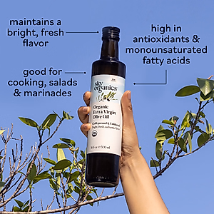 Sky Organics Organic Extra Virgin Olive Oil for Cooking, 100% Pure & Cold Pressed USDA Certified and Unfiltered, Bright, Fresh Autentic Flavor, Sourced from Small Organic Farmers in Greece, 16.9 fl oz