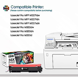Cool Toner Compatible 30X CF230X Toner Cartridge Replacement for HP 30X 30A CF230X CF230A for HP Pro MFP M227fdw M203dw M227fdn M203dn M227sdn M203d M203 Printer Ink (Black, 2-Pack)