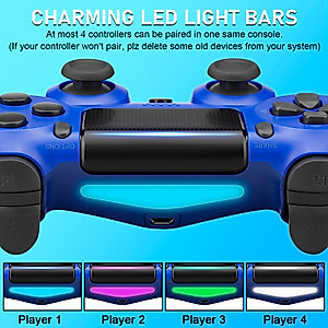 2 Pack Wireless Controller for PS4 Controller,Wiv77 Gaming Controller for Playstation 4 Controller with Headphone Jack/Long Battery Life,Pa4 Controller/Control/Remote/Mando for PS4/Slim/Pro,Blue White