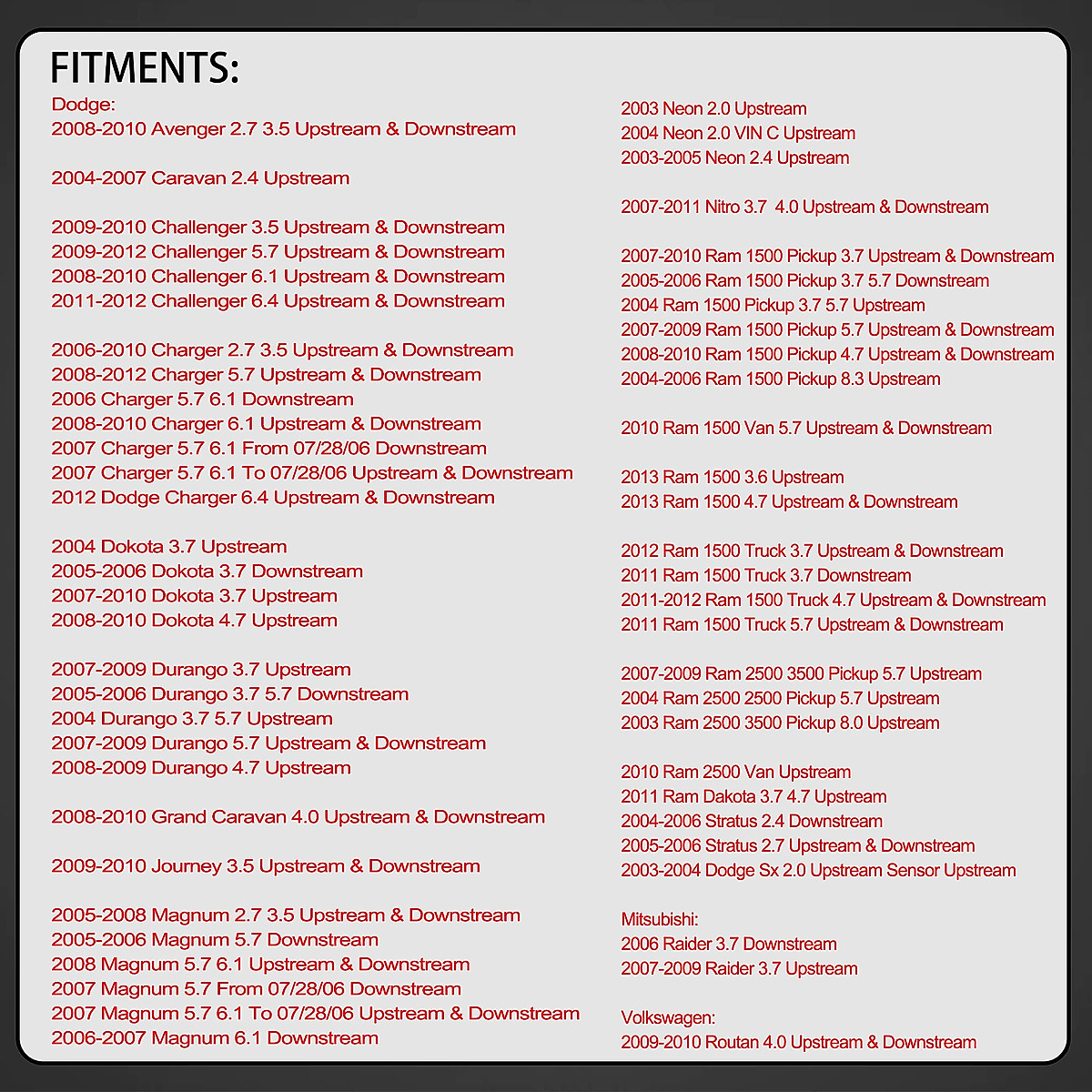 Oxygen Sensor Upstream & Downstream O2 Sensor 2PCS | for Chrysler 300 Town & Country Dodge Dakota Durango Ram Jeep Wrangler Grand Cherokee & More | Replace# 234-4587, 05149171AA, 68144248AA