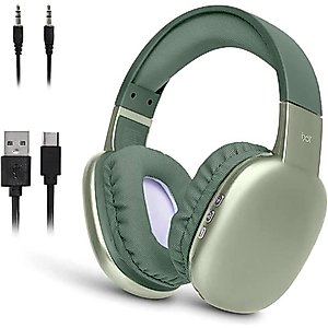iJoy Ultra Wireless Headphones with Microphone- Rechargeable Over Ear Wireless Bluetooth Headphones with 10Hr Playtime, SD Slot, Backup Wire- Soft Cushion Wireless Headset with Mic (Green)