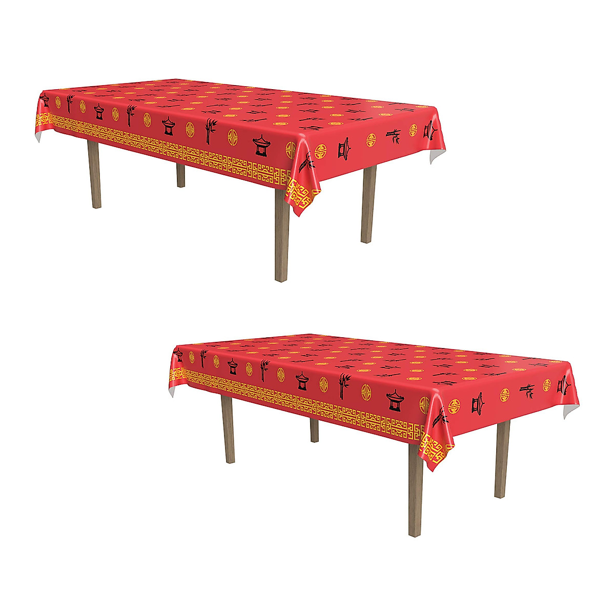 Beistle , 2 Piece Asian Tablecovers, 54" x 108"
