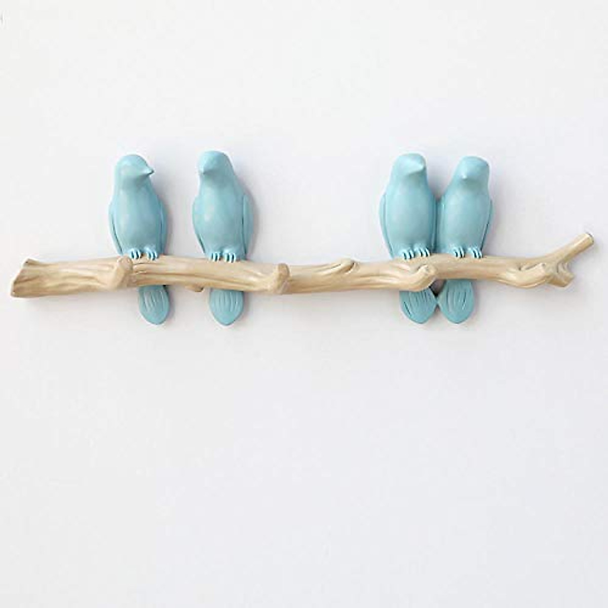 XPSD Resin Birds Figurine Wall Hooks Decorative Home Decoration Accessories Key Bag Handbag Coat Rack Holder Wall Hanger for Clothes-Blue 4birds