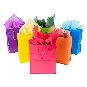 Adorox 12 Assorted (14.5" H x 11.5" L x 5.5" W) Bright Neon Colored Party Present Paper Gift Bags Birthday Wedding Christmas Holidays Thanksgiving Easter Halloween Mothers Day All Occasion