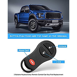 Replacement Key Fob for 2002-2005 Dodge Ram Truck 1500 2500/2001-2004 Dakota/2001-2003 Durango/2001-2003 Grand Caravan Keyless Entry Remote (GQ43VT17T), Set of 2