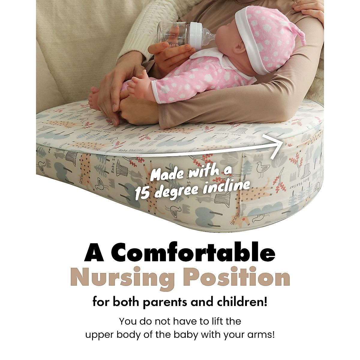 BABESTELLAR Natural Inclined Nursing Pillow | Hypoallergenic Pillow - Nursing Pillows for Breastfeeding | Pillow Lounger | Adjustable Nursing Pillow w/Waist Strap