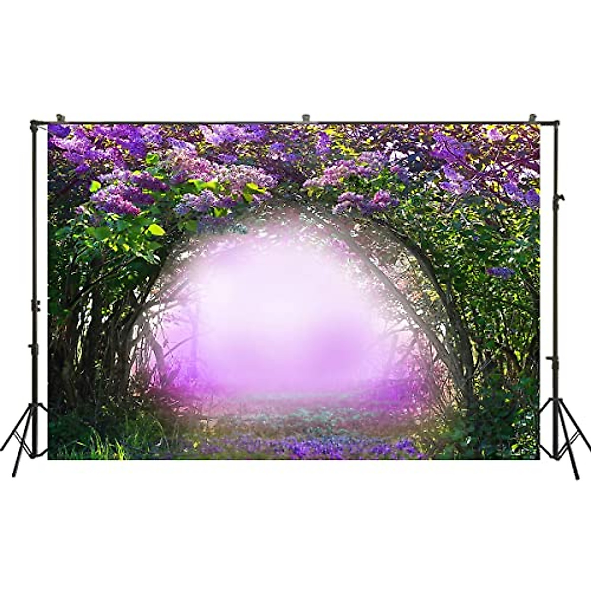 AOSTO 7x5ft Fairytale Wonderland Magical Forest Backdrop for Girl Baby Shower Birthday Party Decorations Enchanted Garden Theme Photo Background Spring Purple Flowers Backdrop photo studio prop w-2269