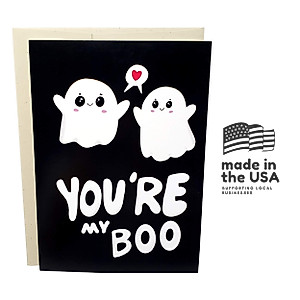 You're My Boo Funny Ghost Anniversary Cards for Husband or Wife - Cute Valentine's Day Card - Romantic Birthday Card for Boyfriend or Girlfriend - I Love You Spooky Halloween Card for Him or Her