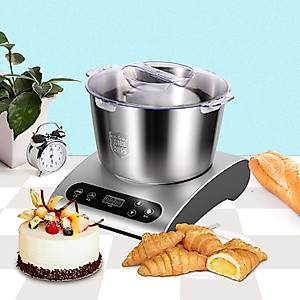 Mixer Kitchen Electric Stand Mixers LCD Display 6QT Bowl And Heating & Fermentation Function With Dough Hock,Cream Sticker,Egg Whick(Silver)