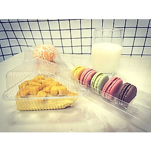 200 Pcs Transparent Cake Slice Containers with Lids Clear Plastic Trays with Hinged Lid Clear Medium Hinged Lid Cheesecake Container Disposable to Go Box Food Containers for Store Your Food