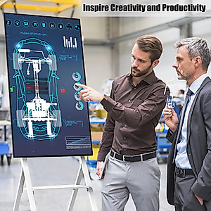 LINGHUFOX 55 Inch Flip Smart Board, Rotatable Adaptive Digital Electronic Whiteboard, in-Cell 4K Touch Screen Interactive Whiteboard for Home Office and Classroom (Board+Rotatable Movable Stand)