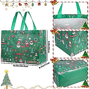 emzrivo Christmas Gift Bags 8 Pack Large Christmas Tote Bags with Handle, Christmas Treat Bags Reusable Non-Woven Holiday Gift Bags for Xmas Gifts Wrapping Christmas Party Supplies, 12.8"×9.8"