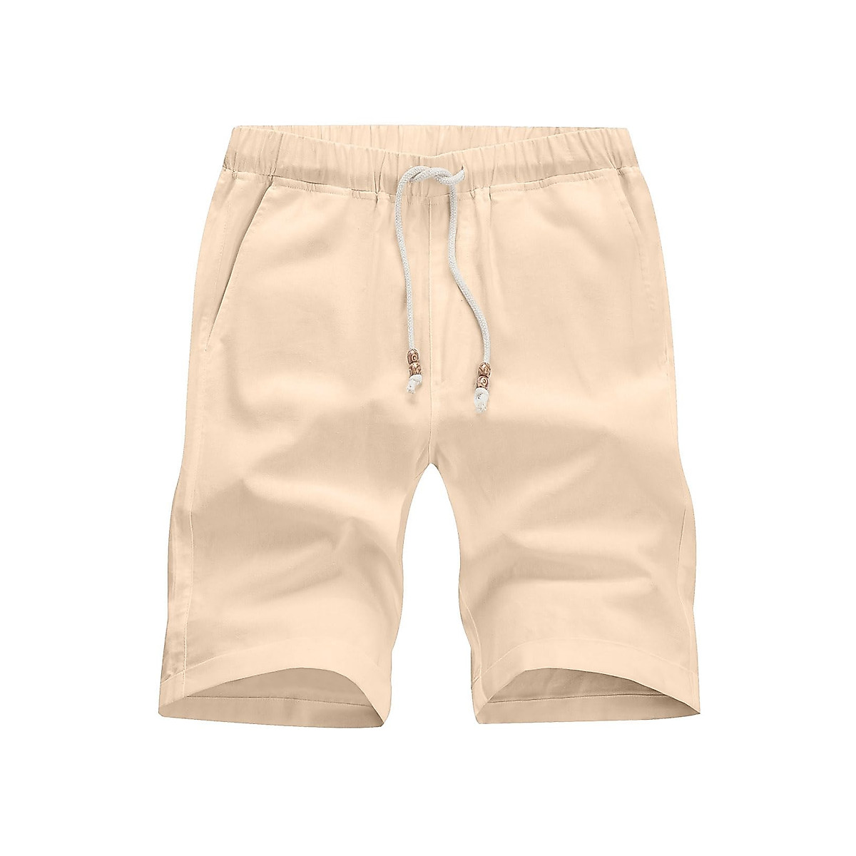 JMIERR Men's Shorts Casual Summer Beach 9 Inch Inseam Drawstring Golf Linen Cotton Elastic Waist Short for Men, US 38(XL),09 Beige