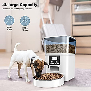 Tomxcute Automatic Cat Feeders,Cat Dry Food Dispenser for Cat Small Dog,4L Timed Dog Feeder with Desiccant Bag for Pet Feeder,Programmable Portion Size Control 6 Meals Per Day, 10s Voice Recorder