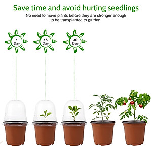 JERIA 60 Sets 4" Plastic Plant Nursery Pots with Humidity Domes,(60 Pots + 60 Clear Lids),Seedling,Flower Plant Container and Seed Starting Pots with 100pcs Plant Labels