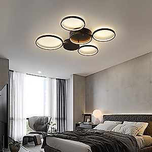 KARMIQI Modern Black Ring Ceiling Light 37W Dimmable LED Ceiling Light Circle Flush Mount Ceiling Light Fixtures for Living Room Bedroom Dining Room Kitchen