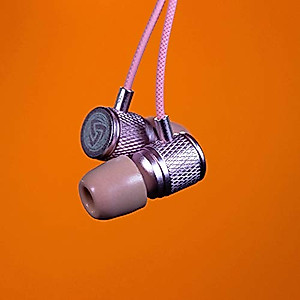 LUDOS ULTRA Wired Earbuds in-Ear Headphones, 5 Years Warranty, Earphones with Microphone, Noise Isolating Ear Buds, Memory Foam for iPhone, Samsung, School Students, Kids, Women, Small Ears - Pink