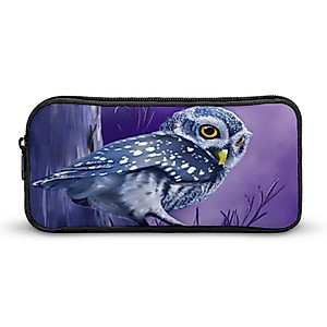Night Owl Bird Pencil Case Stationery Pen Pouch Portable Makeup Storage Bag Organizer Gift