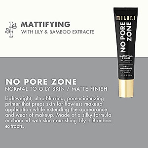 Milani No Pore Zone Mattifying Primer for Makeup (1.0 FlOz.)- Matte Face Primer for Oily Skin