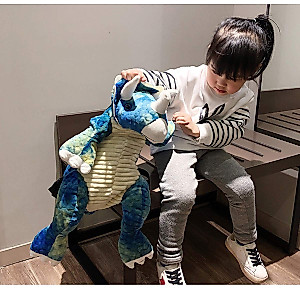 aporake 3D Dinosaur Backpack, Plush Dinosaur Zipper Backpack, Adjustable Straps Cartoon Animal Schoolbag, Great Gifts for Kids (Blue, 60cm)