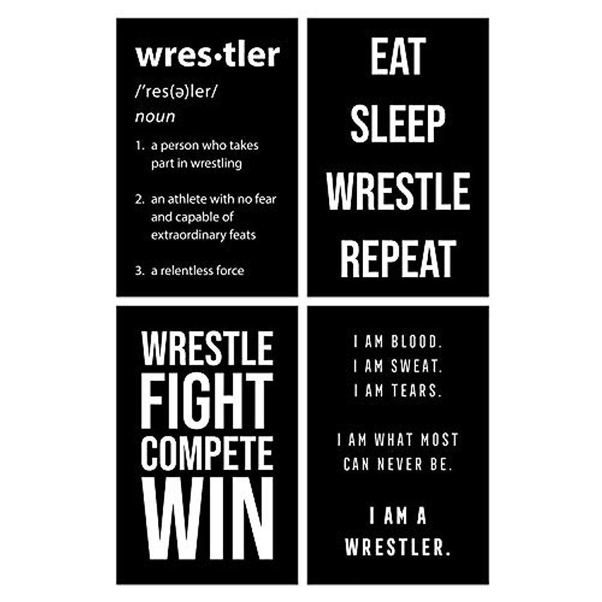 Damdekoli Motivational Wrestling Posters - 11x17 Inches, Set of 4