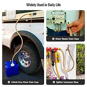 Solution4Patio Homes Garden 3/4 in. x 5 ft. Short Hose Yellow Lead-in Hose Male/Female High Water Pressure Solid Brass Fittings for Water Softener, Dehumidifier, Vehicle Water Filter 5 Years Warranty