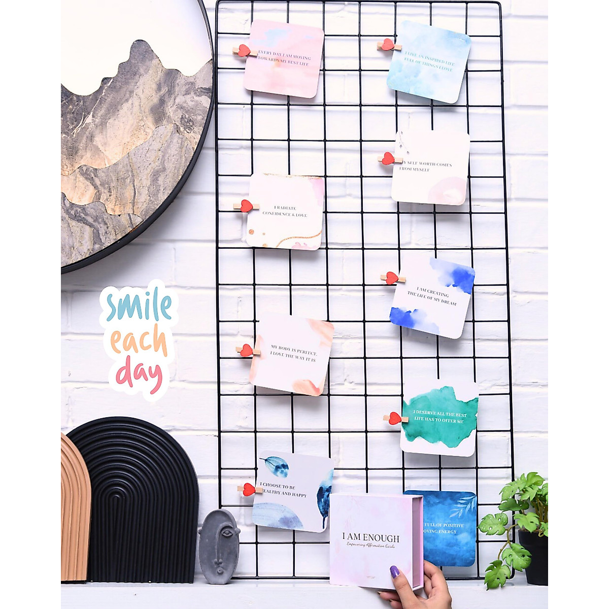 CUCOLUS I am Enough Affirmations Cards, Positive Affirmations Cards with Encouragement & Motivational Quotes, Inspirational and Self Care Gifts with Premium Gift Box, Deck of 50