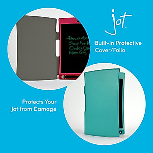 Boogie Board Jot Reusable Writing Tablet for Adults, 8.5 Digital Notebook with Instant Erase, Digital Notepad with Magnets, Note Taking Tablet for Work or School, Gold with Protective Folio