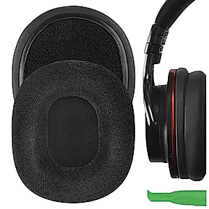 Geekria Comfort Velour Replacement Ear Pads for Sony MDR-1ABT, MDR-1RBT, MDR-1RNC Headphones Ear Cushions, Headset Earpads, Ear Cups Repair Parts (Black)