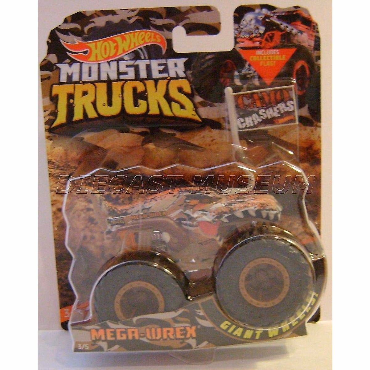 HW TRUCK MEGA WREX T-REX Dinosaur CAMAO Crashers with Flag Monster Trucks DIECAST 2018 / Monster JAM