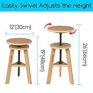 MEEDEN Wooden Drafting Stool with Adjustable Height , Artist Stool,Office Studio Stool, Up to 220 Lbs,German Beech Wood, Perfect for Artists Studio,Home Use,Kitchen,Bars