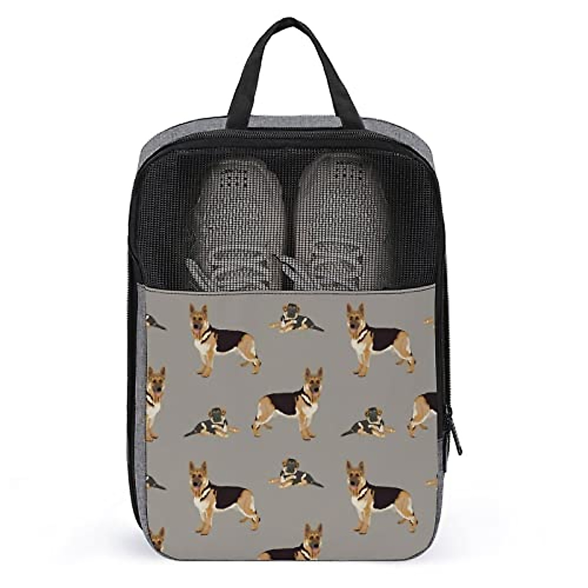 Frcavbin Gray Dog Puppy Travel Shoe Bag Shoes Carrier with Handle and Zipper Foldable Shoe Puches Organizer for Home storage School starts